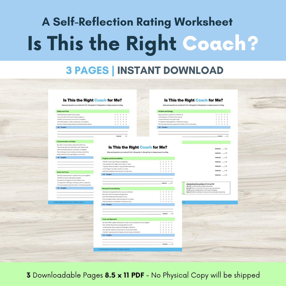Is This the Right Coach: Evaluation Sheets - Etsy