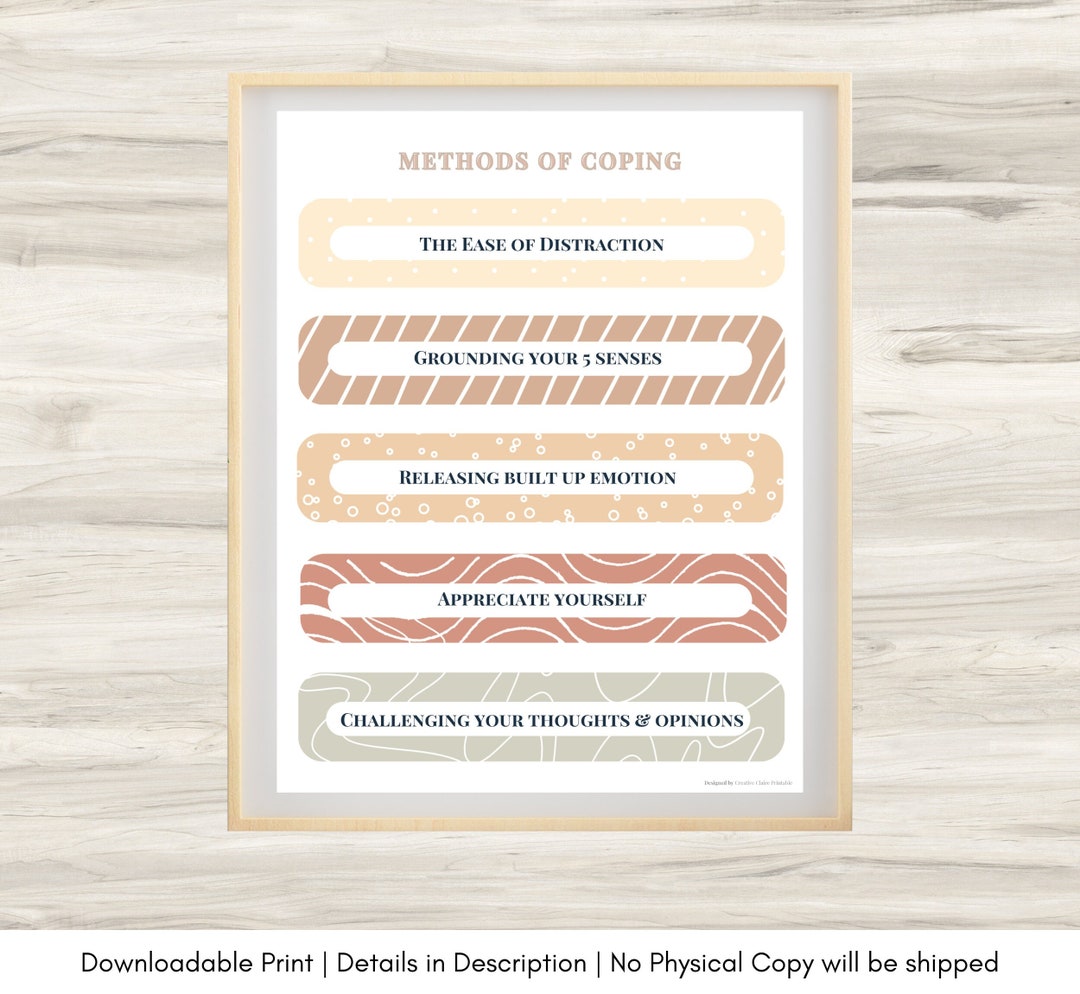 Methods of Coping Poster: Mental Health, Anxiety Relief (digital ...