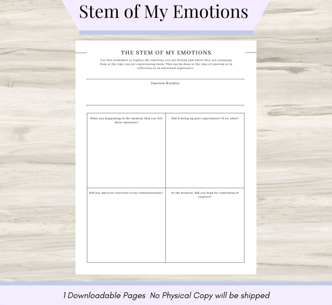 Emotional Regulation Worksheet: Stem of My Emotions (PDF Pattern) - Etsy