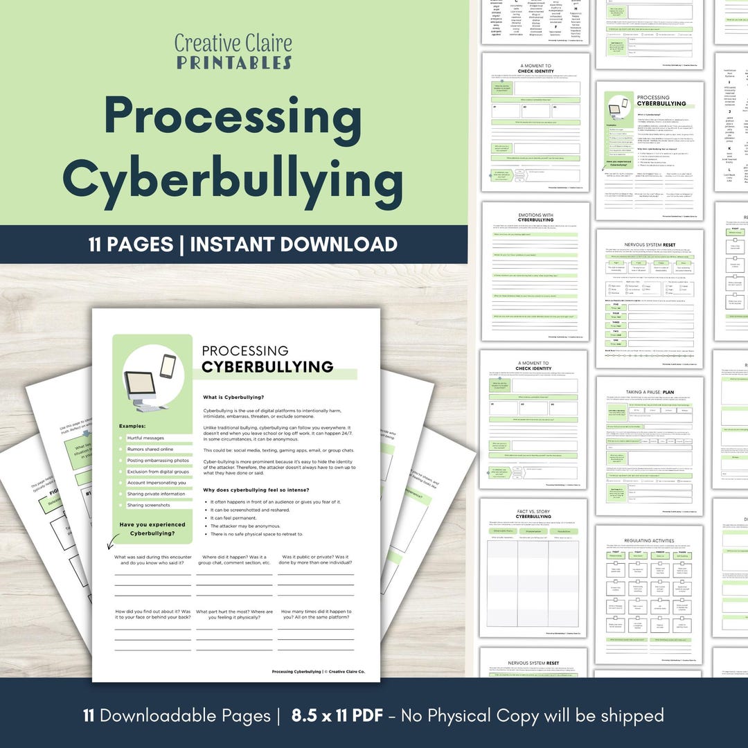 Cyberbullying & Social Media Processing Journal | Printable Therapy ...