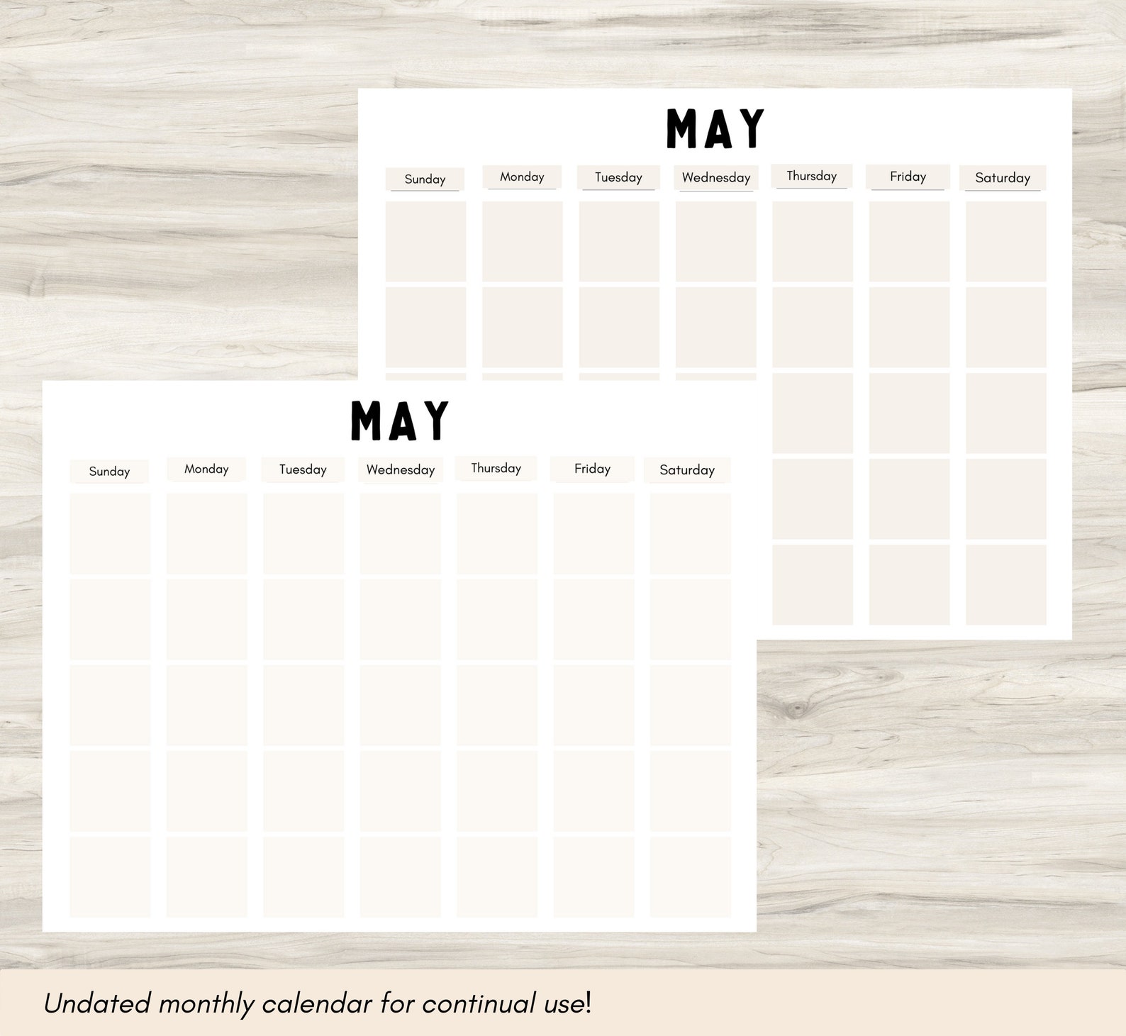 Monthly Blank Calendar Simple Calendar Calendar Planner - Etsy