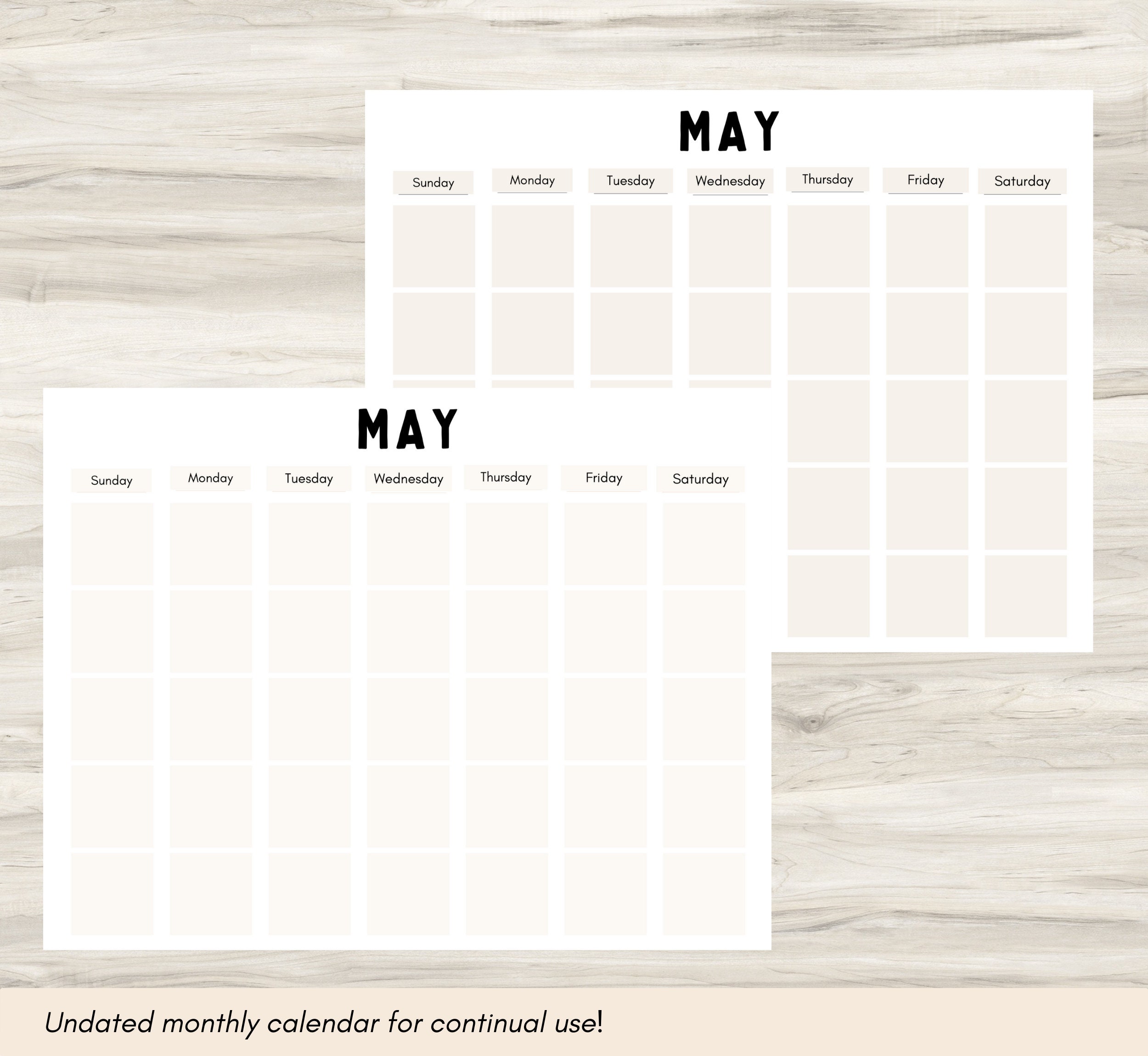 Monthly Blank Calendar Simple Calendar Calendar Planner - Etsy