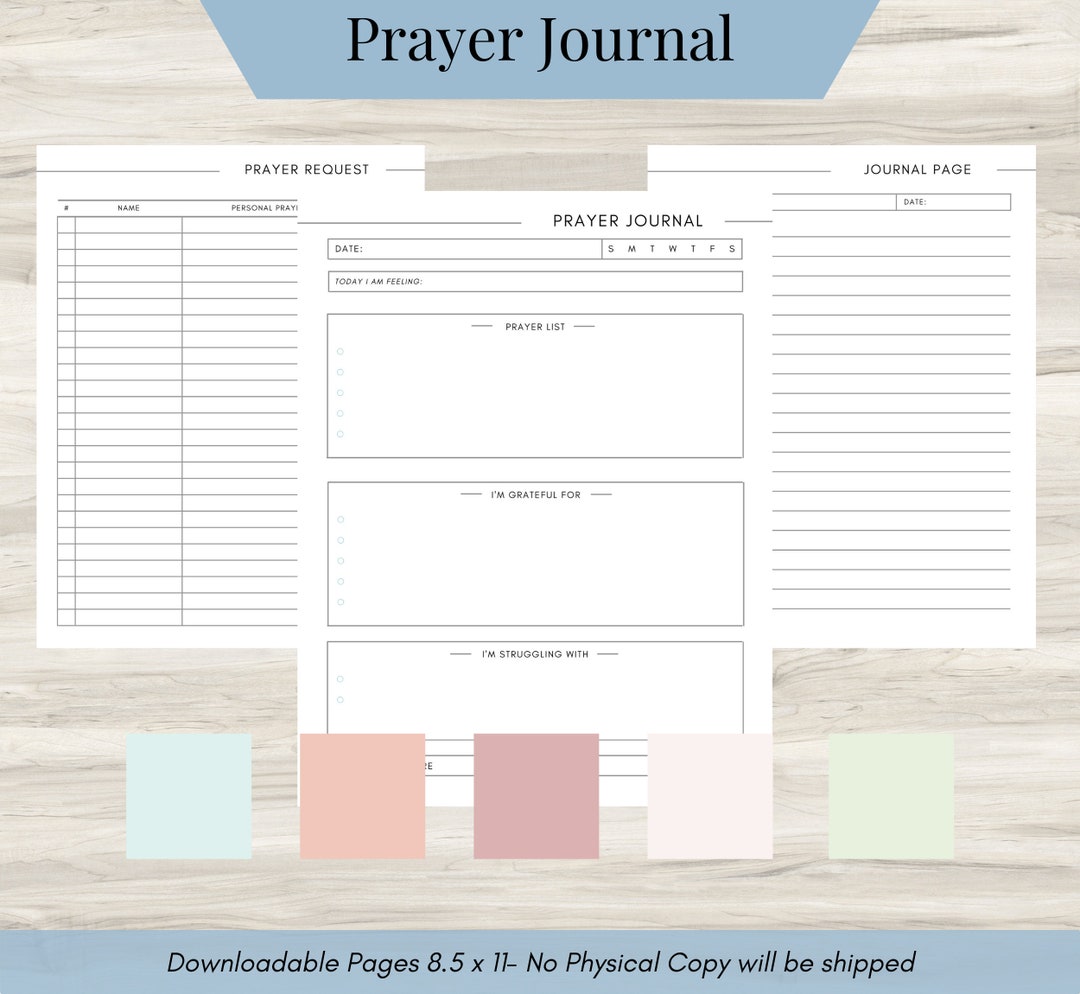 Printable Prayer Journal: Daily Devotional, Scripture Notes (8.5 X 11 ...