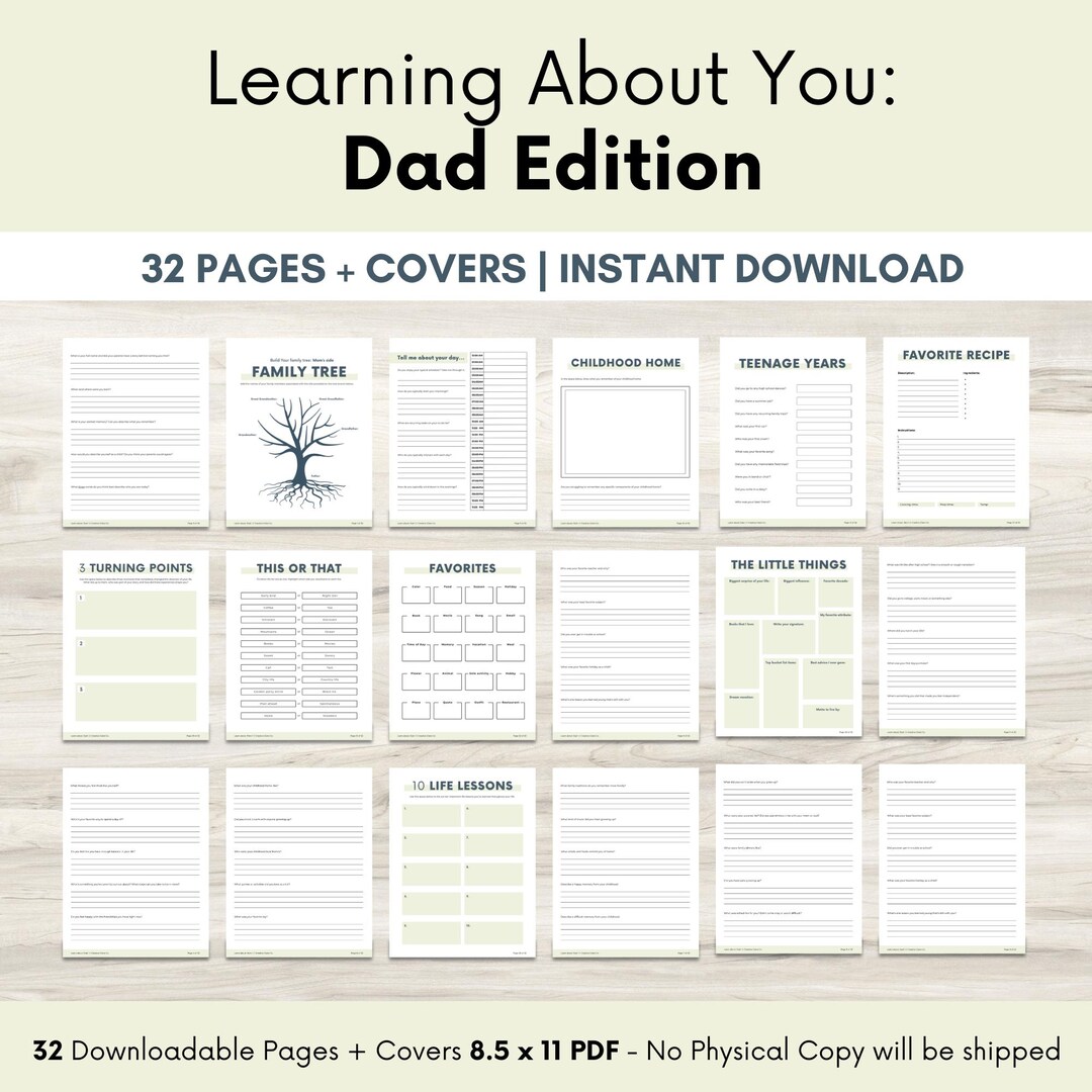 Father Memory Journal | Guided Keepsake for Dads, Life Story Book With ...