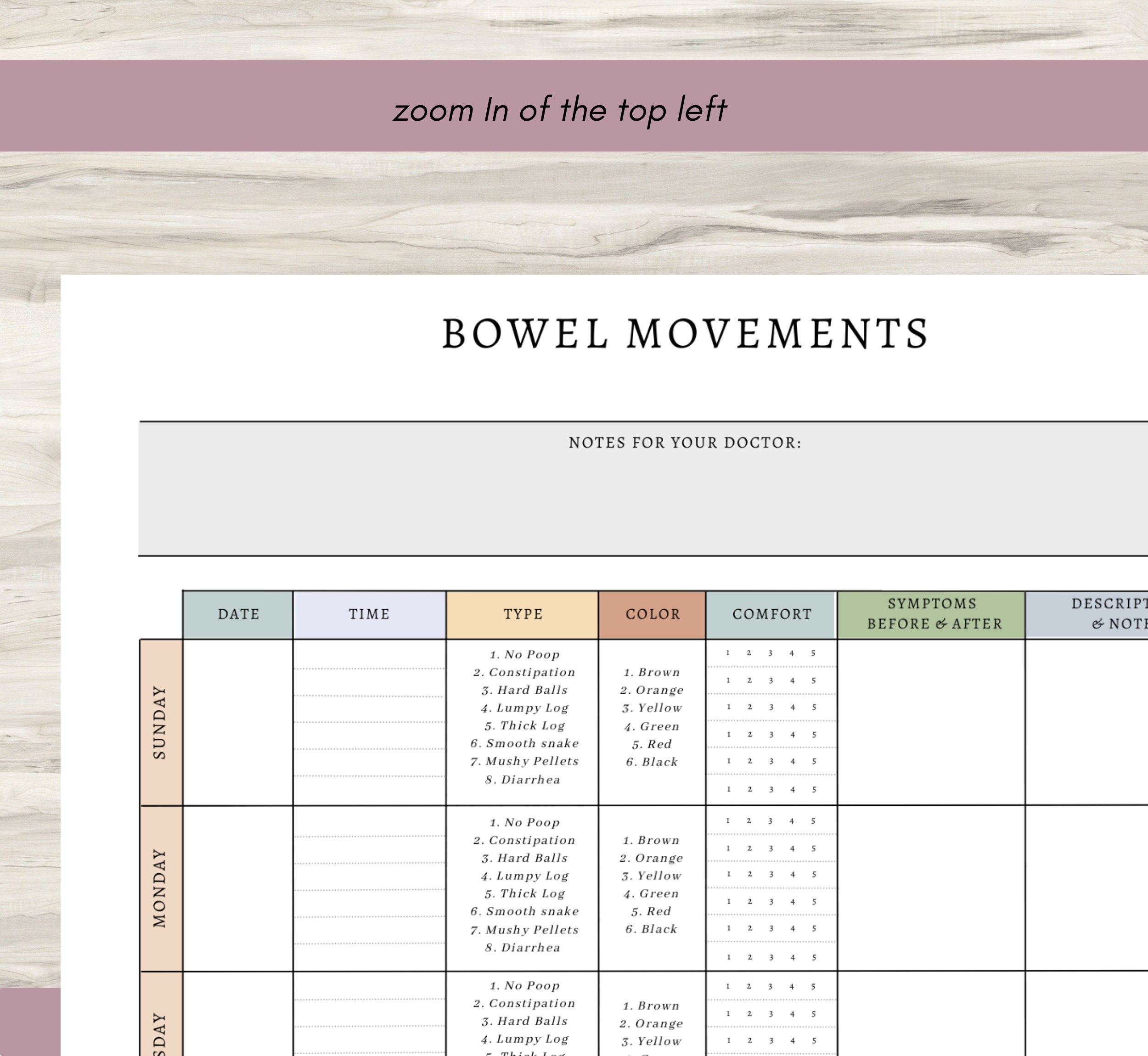 Bowel Movement Tracker IBS Tracker Irritable Bowel Syndrome - Etsy
