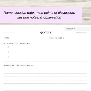 Client Note Sheets, Client Worksheet, Client Note Template, Client ...