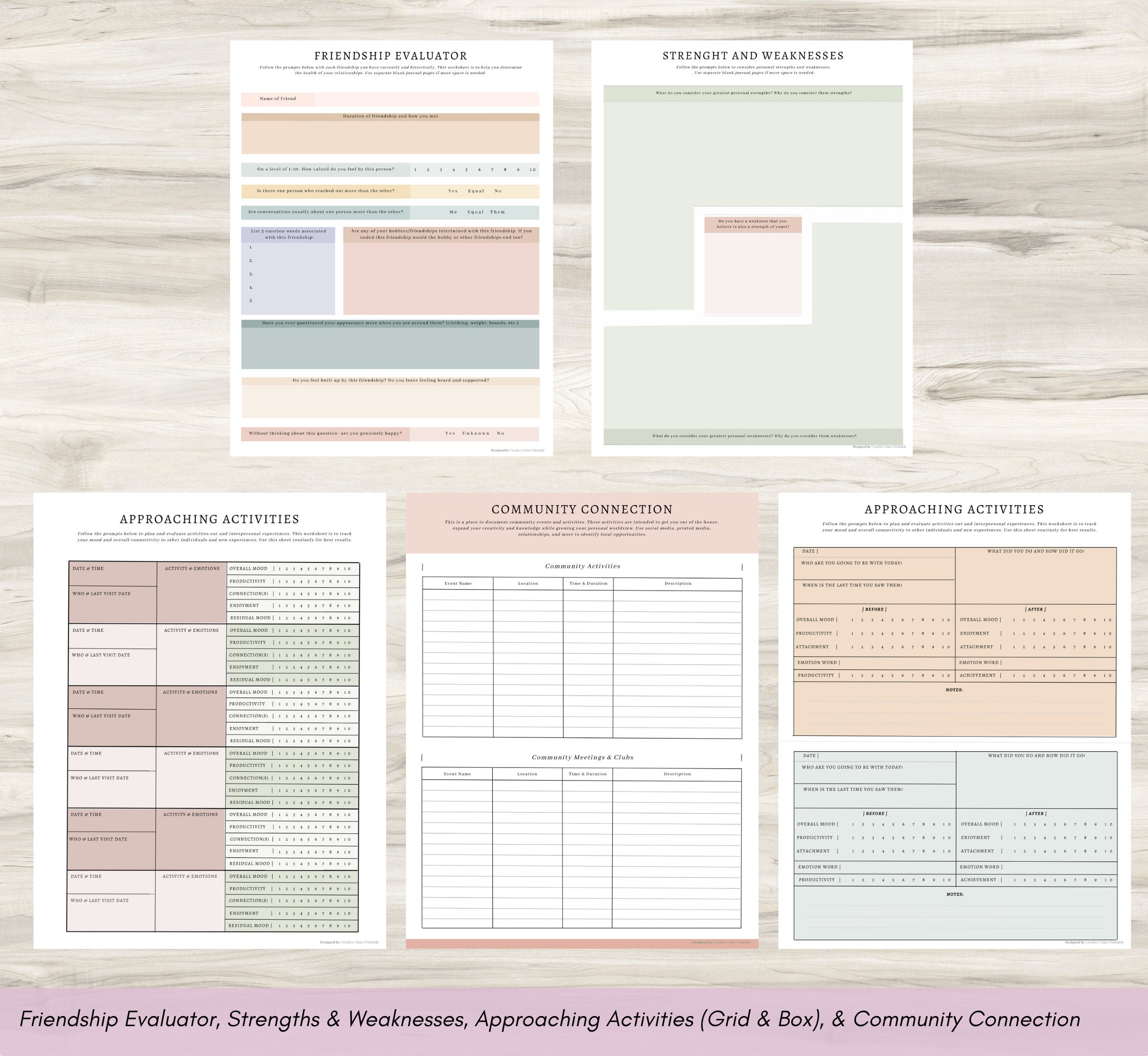 Self Care Bundle Therapy Journal Worksheet Mental Health - Etsy