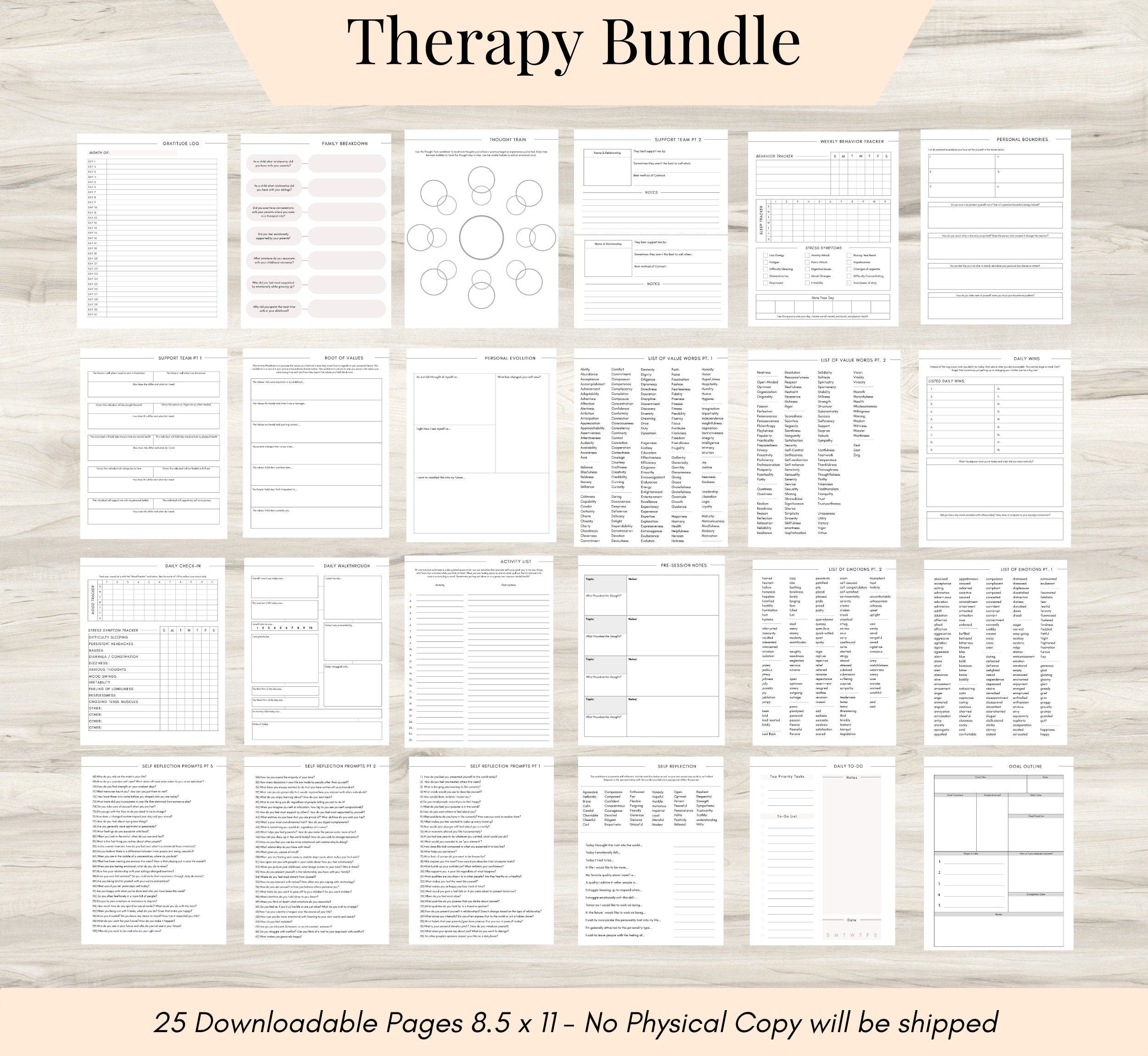 Therapy & Anxiety Journal Worksheets Mental Health Pages - Etsy UK