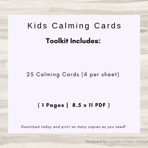 Kids Calming Card, Mindfulness Techniques, Grounding Cards, Calming ...