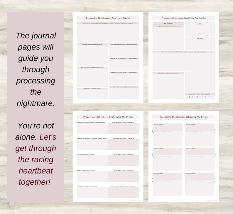 Nightmare Processing Journal: Anxiety Relief, Self-care PDF, Anxiety ...