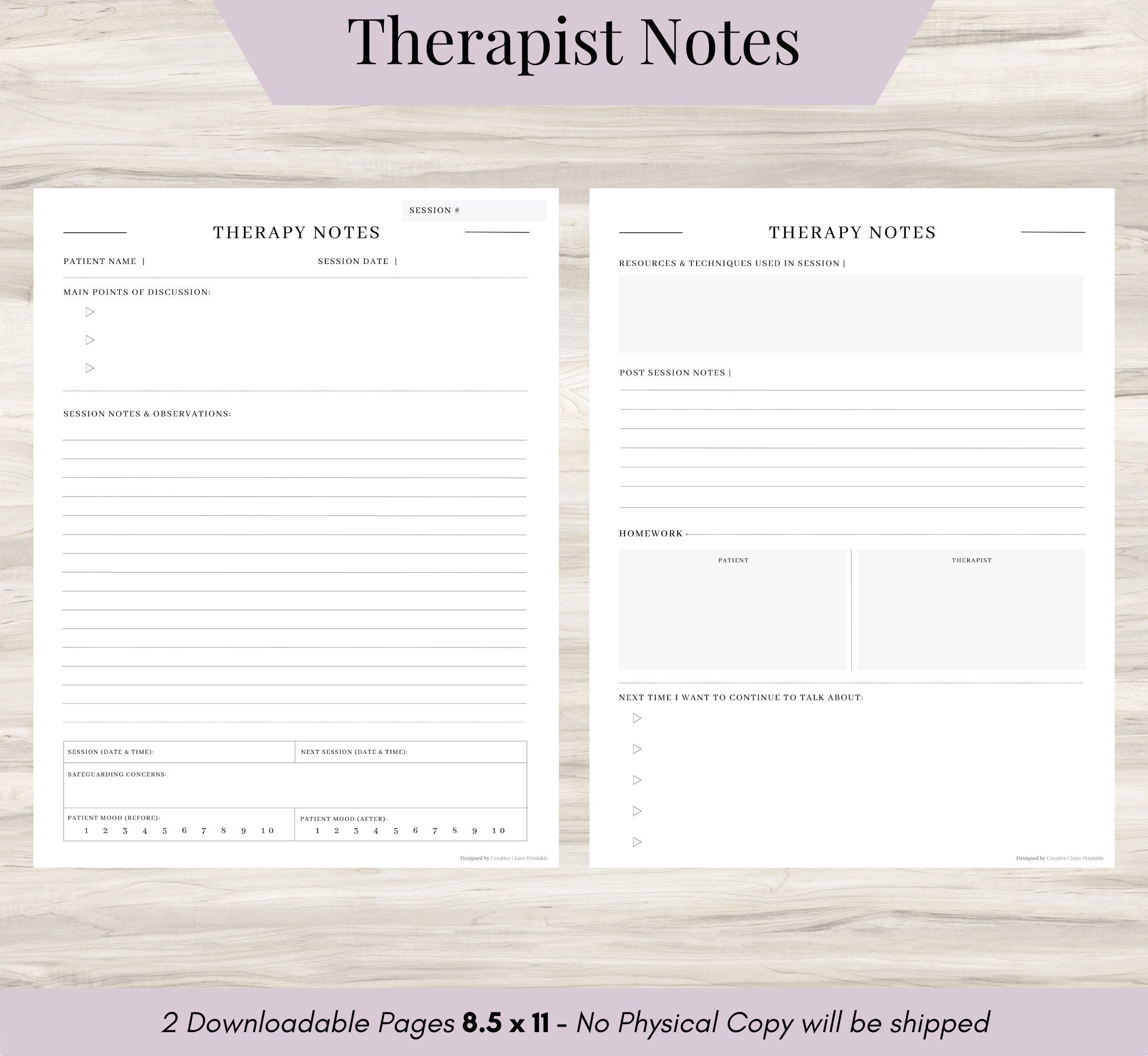Therapist Note Sheets Therapist Worksheet Therapist Note - Etsy Australia