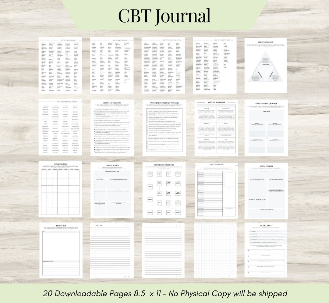 CBT Journal, Cognitive Behavioral Therapy, Mental Health Worksheets ...