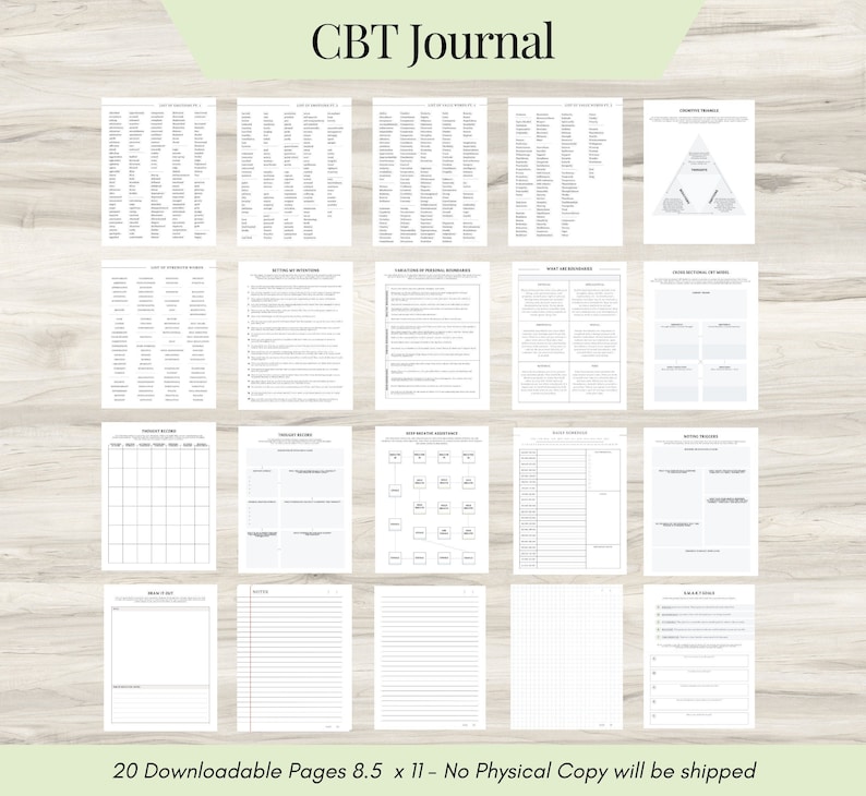 CBT Journal Cognitive Behavioral Therapy Mental Health - Etsy