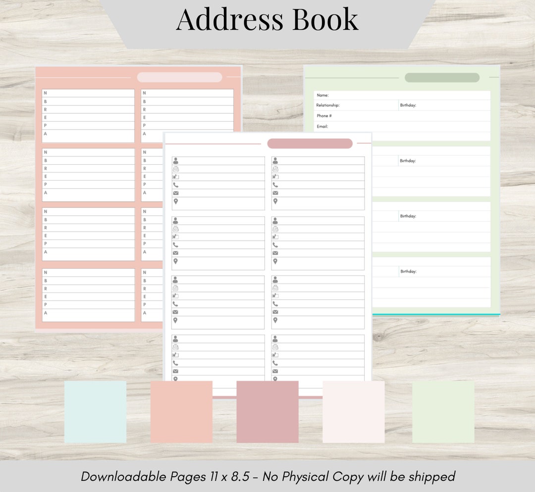 Digital Address Book, Contact List, Planner Pages, Contact List ...