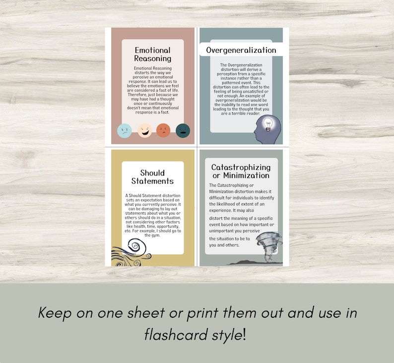 Cognitive Distortion Flash Cards CBT Cards Cognitive - Etsy