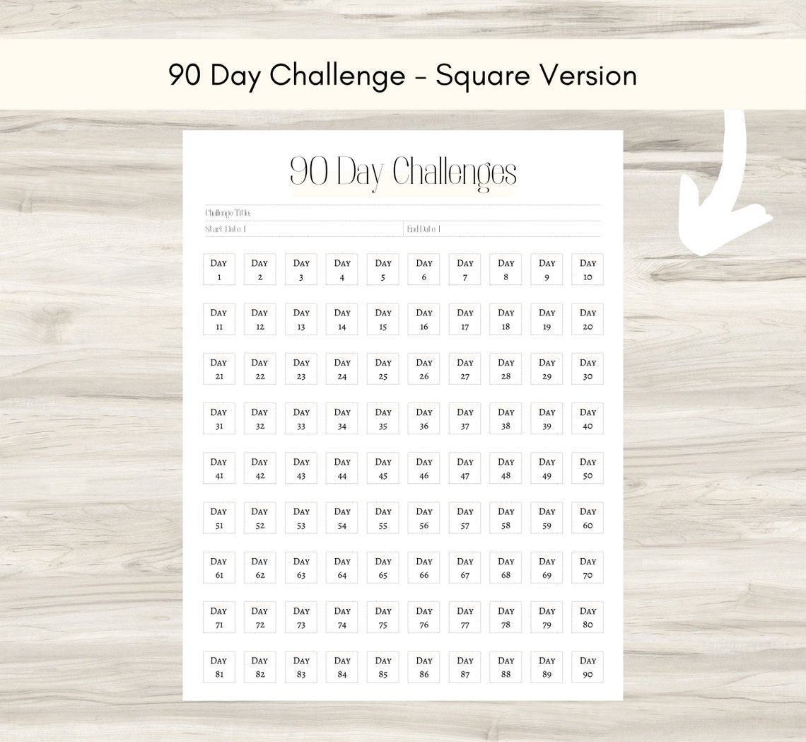 90-day Challenge Tracker and Challenge Overview Habit | Etsy