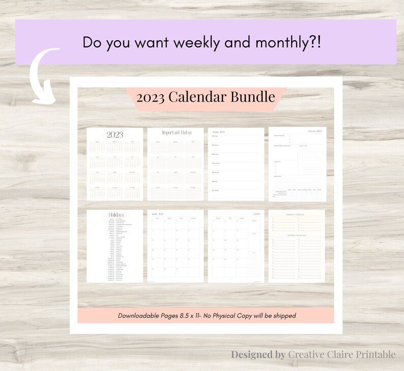 2023 Dated Monthly Calendar 2023 Planner 2023 Digital - Etsy