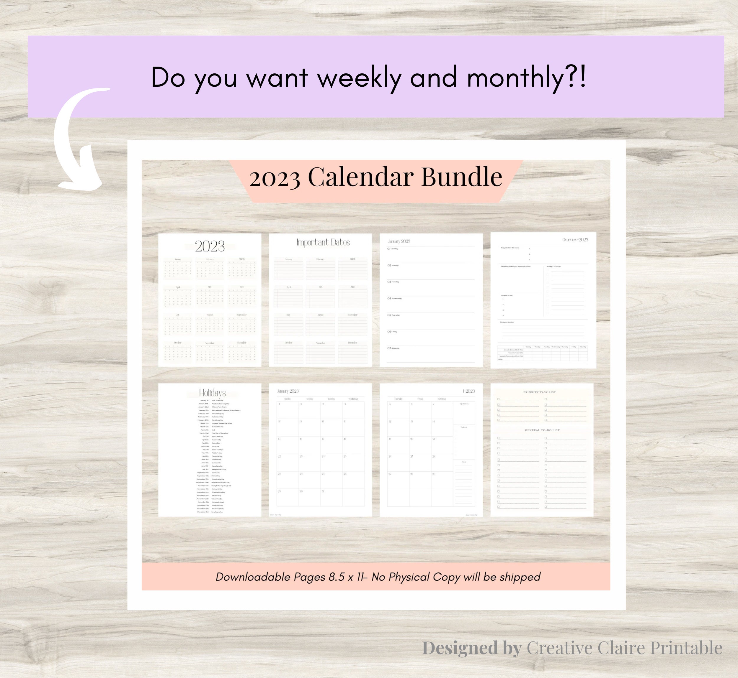 2023 Dated Monthly Calendar 2023 Planner 2023 Digital - Etsy Canada