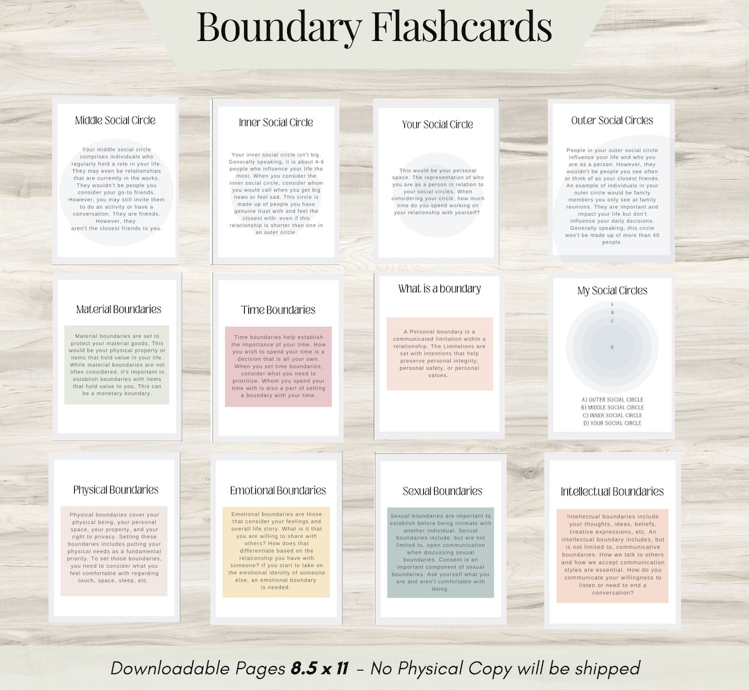 Boundaries Flashcards, Boundaries Therapy Card Deck, Setting Healthy ...