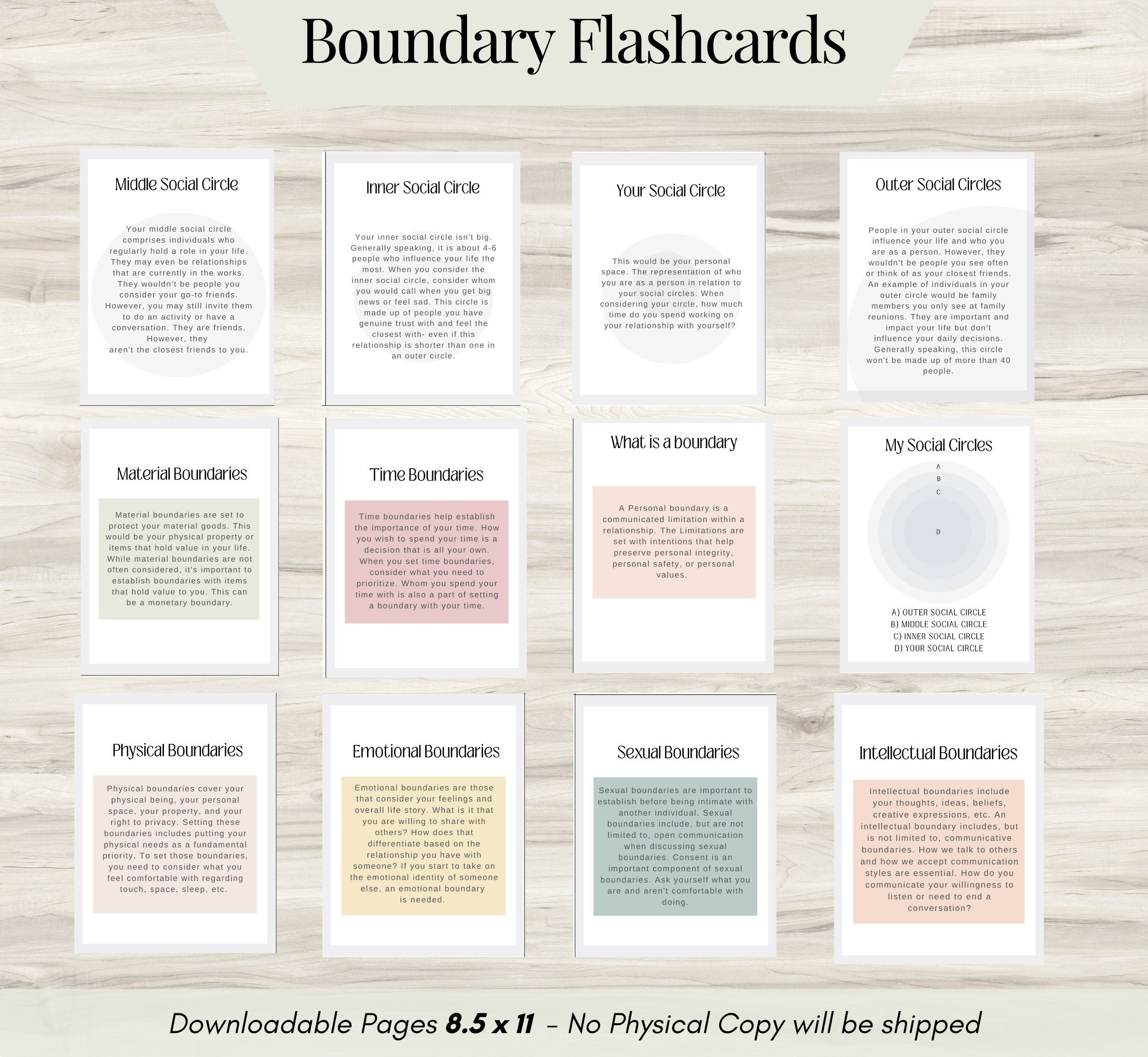 Boundaries Flashcards Boundaries Therapy Card Deck Setting - Etsy UK