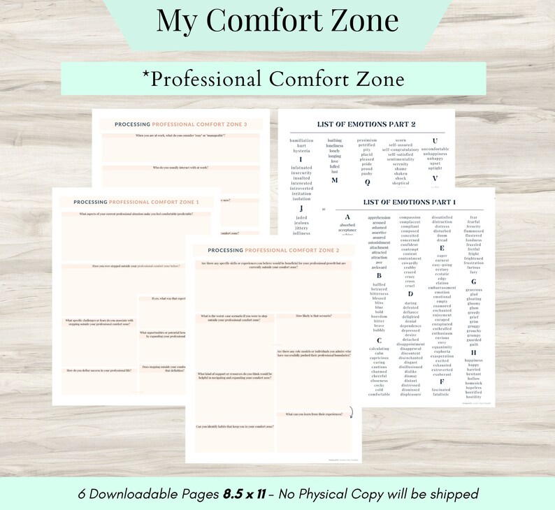 Professional Comfort Zone Workbook | Mental Health Therapy Worksheets ...