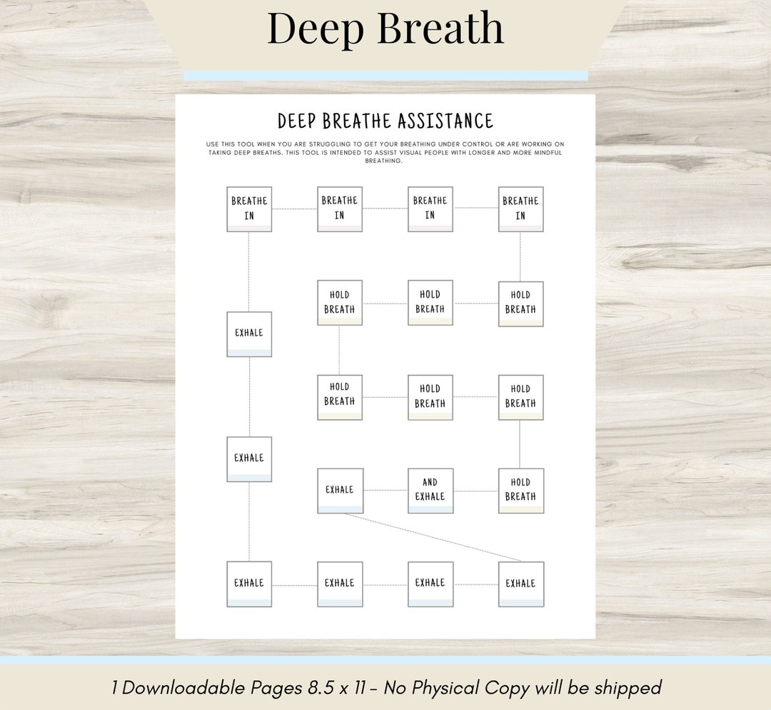 Breathing Exercise Visual Worksheet: Self Care Tool (PDF) - Etsy