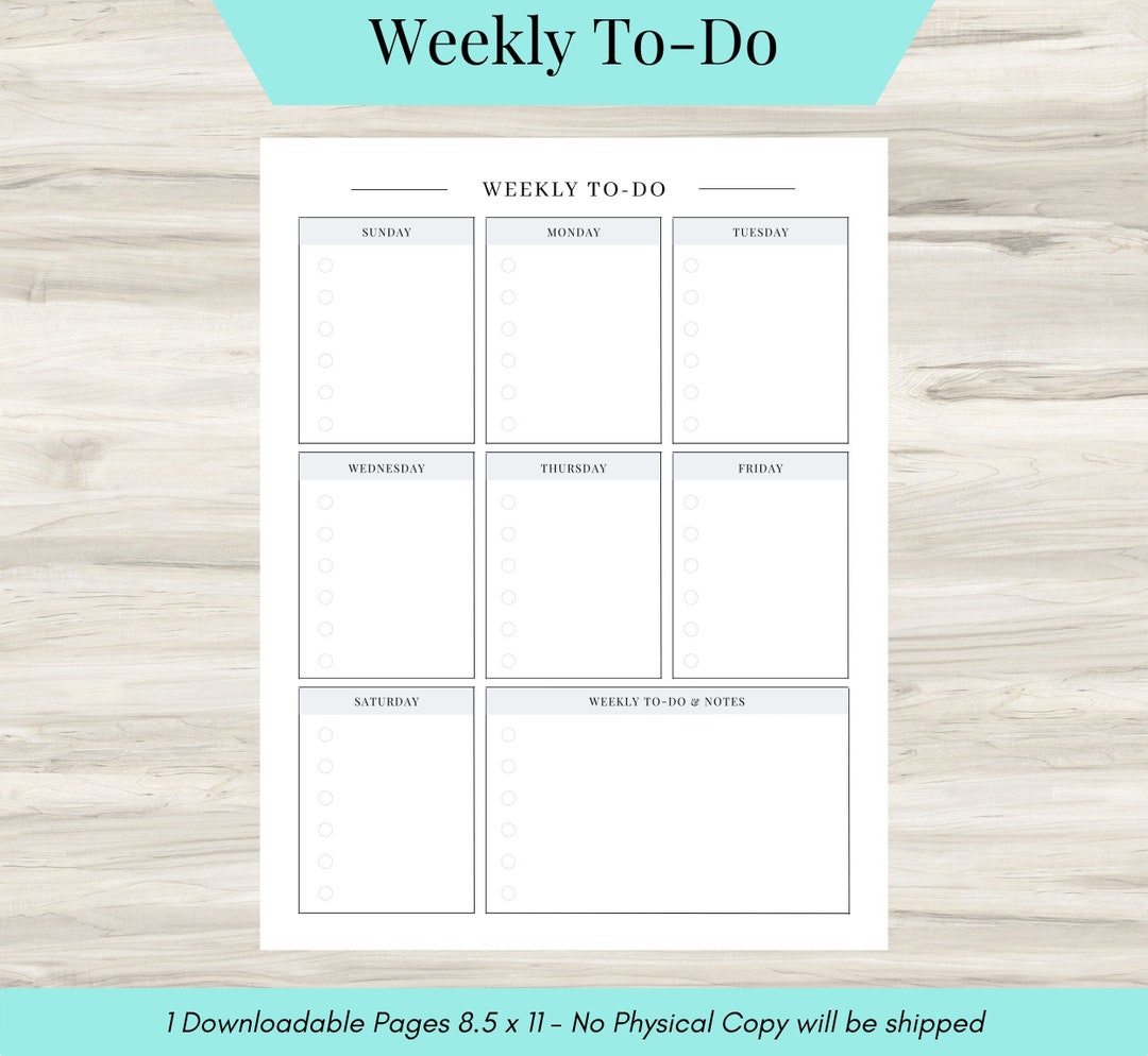 Weekly To-do Sheet, Productivity Planner, Weekly Checklist, Student ...