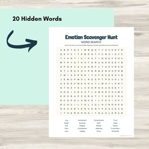 Emotion Word Search, Therapy Word Search Scavenger Hunt, Therapy Tools ...
