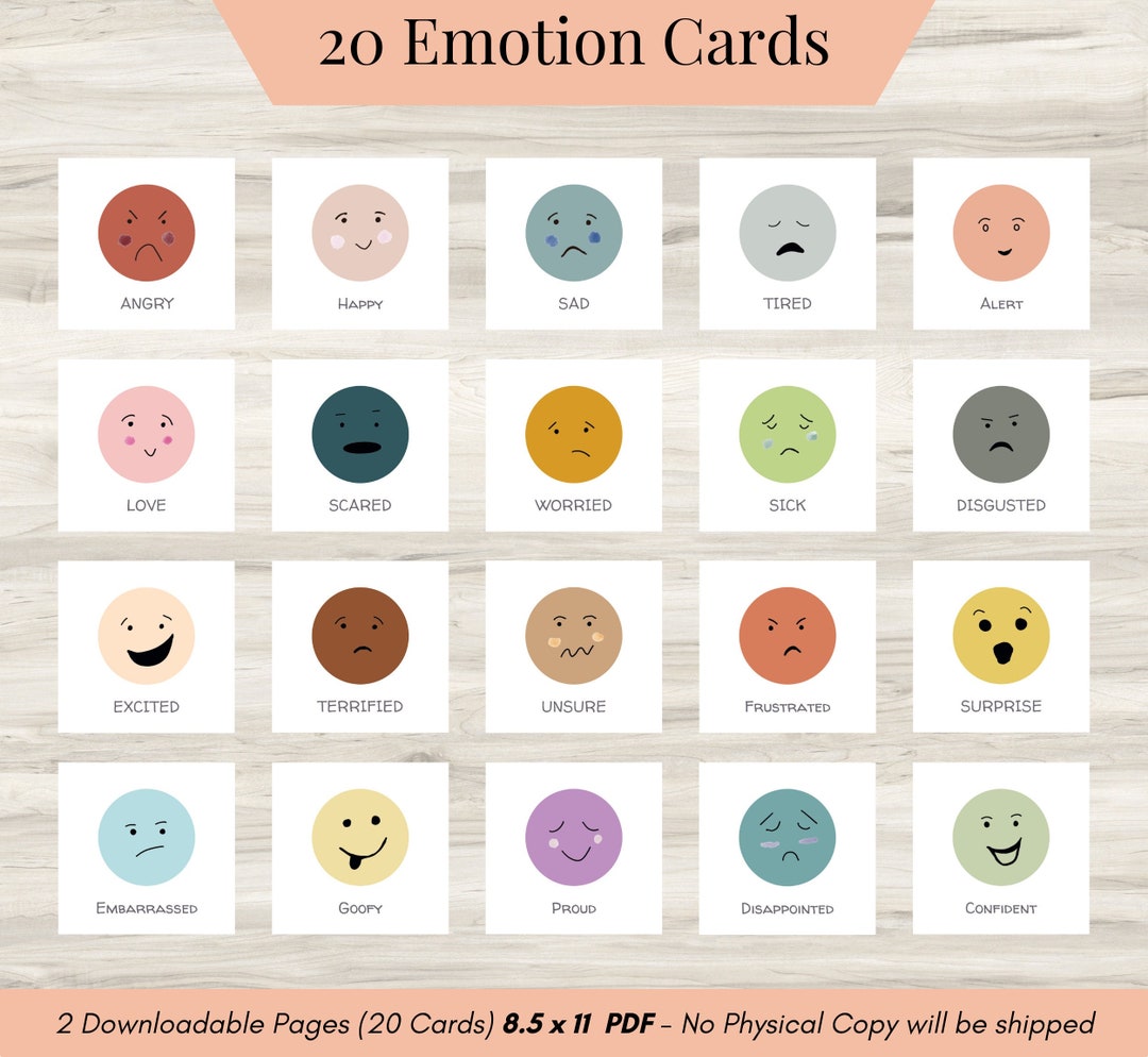 Emotion Flashcards: Feelings Vocabulary, Therapy Tool (PDF) - Etsy UK