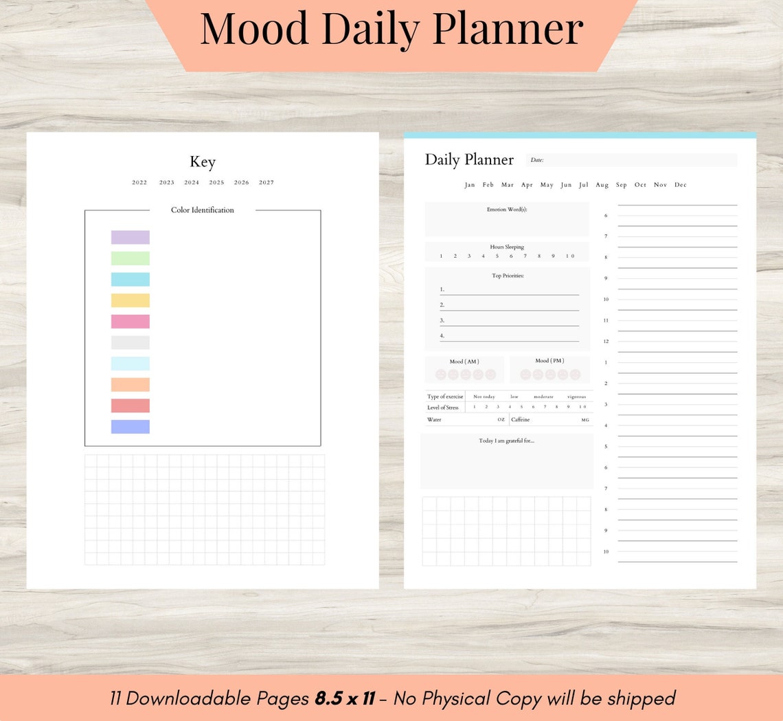 Daily Mood Planner Mood Tracker Planner Template for Daily - Etsy
