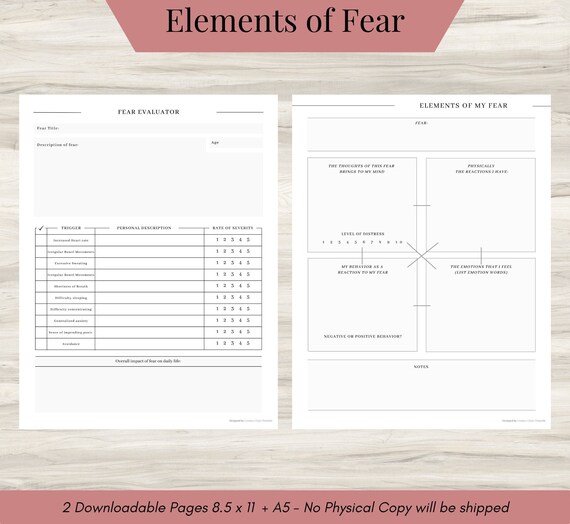Elements of My Fear Fear Processing Therapy Worksheets for - Etsy