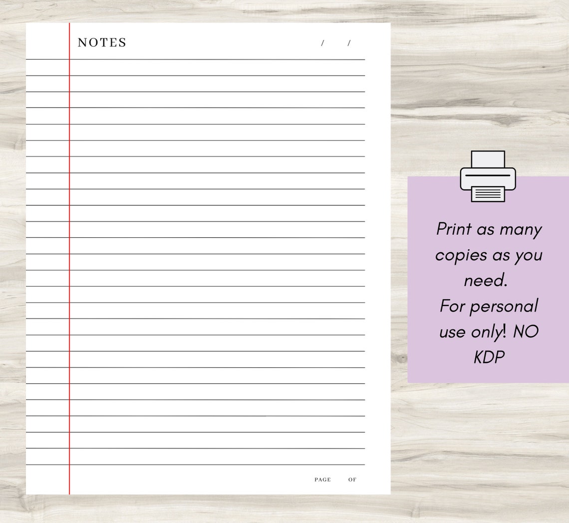 Blank Notes Sheet Blank Notes Template Digital Student | Etsy