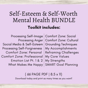 Self-esteem and Self-worth Mental Health Bundle, Self Image, Comfort ...