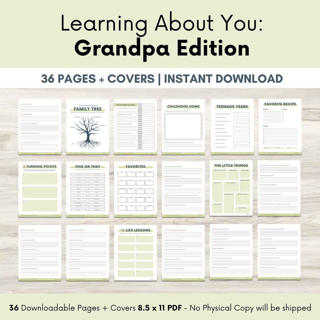 Grandfather Memory Journal | Guided Keepsake for Grandpa, Life Story ...