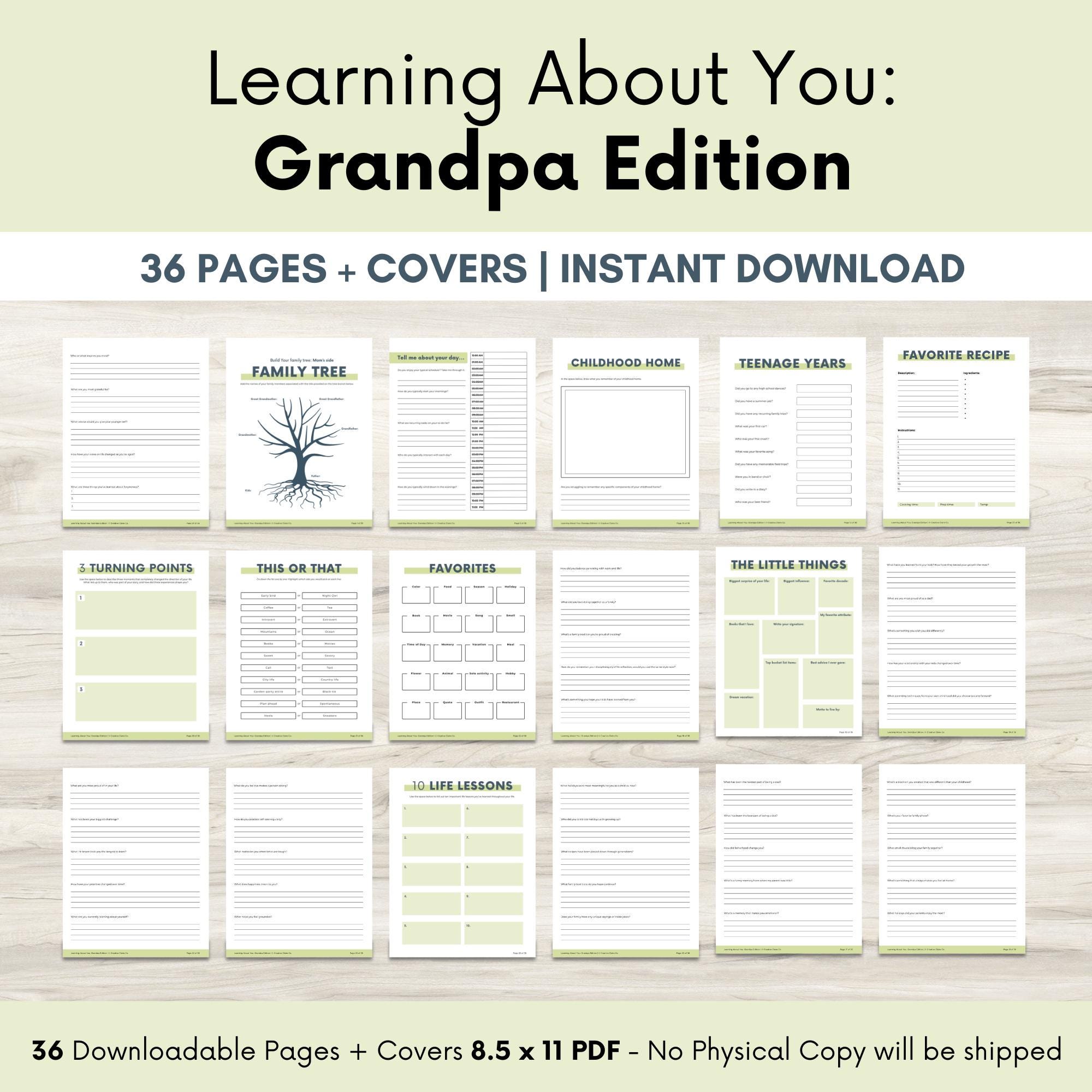 Grandfather Memory Journal | Guided Keepsake for Grandpa, Life Story ...