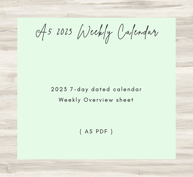 A5 2023 Weekly Dated Calendar A5 2023 Planner A5 2023 - Etsy