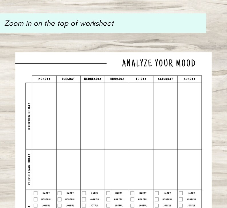 Analyze Your Mood Weekly Mood Tracker Mood Journal - Etsy