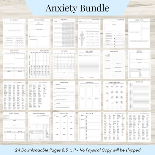 Anxiety Printable Worksheets Anxiety Journal Digital Mental - Etsy
