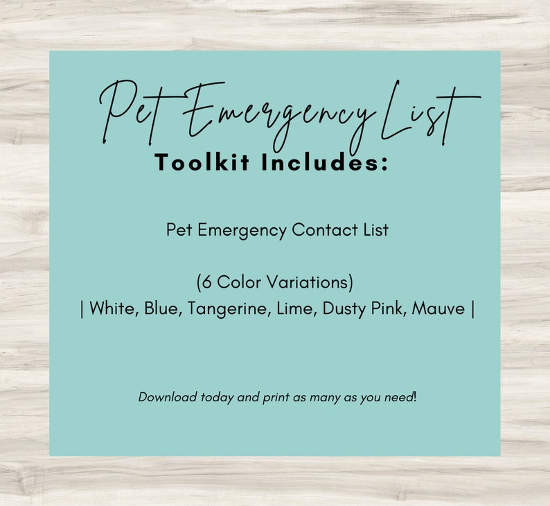 Pet Emergency Contact List Template (digital Download) - Etsy
