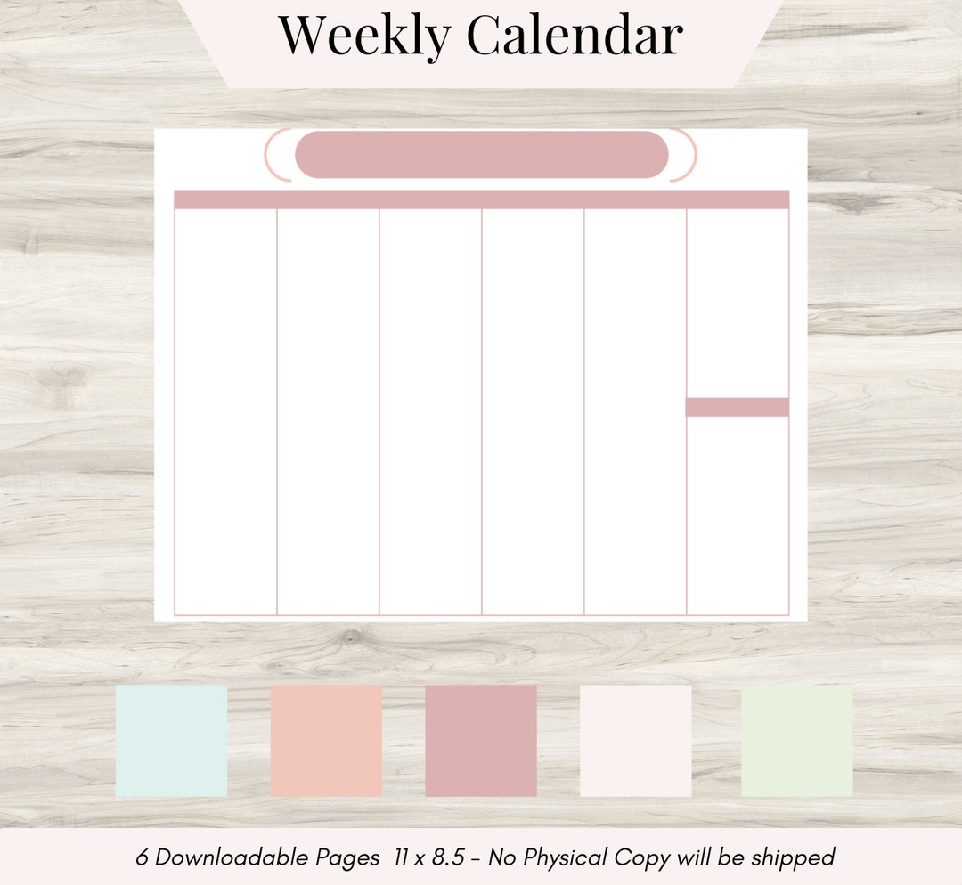 Weekly Calendar Printable, Weekly to Do, Week Planner, Weekly Planner ...