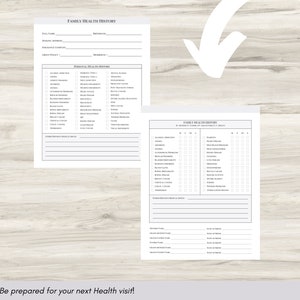 Family & Personal Health History Tracker: Medical Record Form (PDF ...