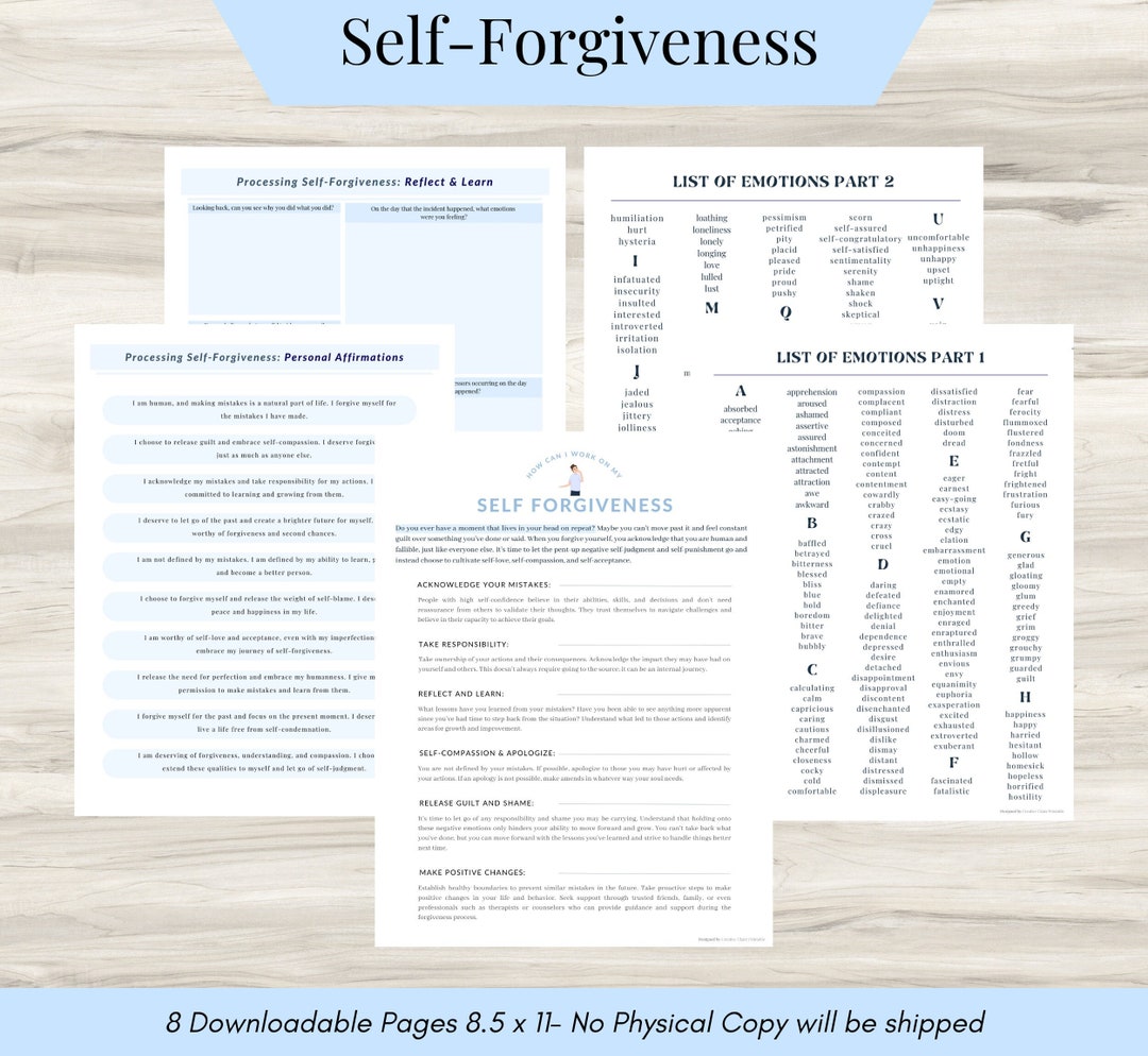 Self-forgiveness Journal: Mental Health Workbook (PDF Download) - Etsy