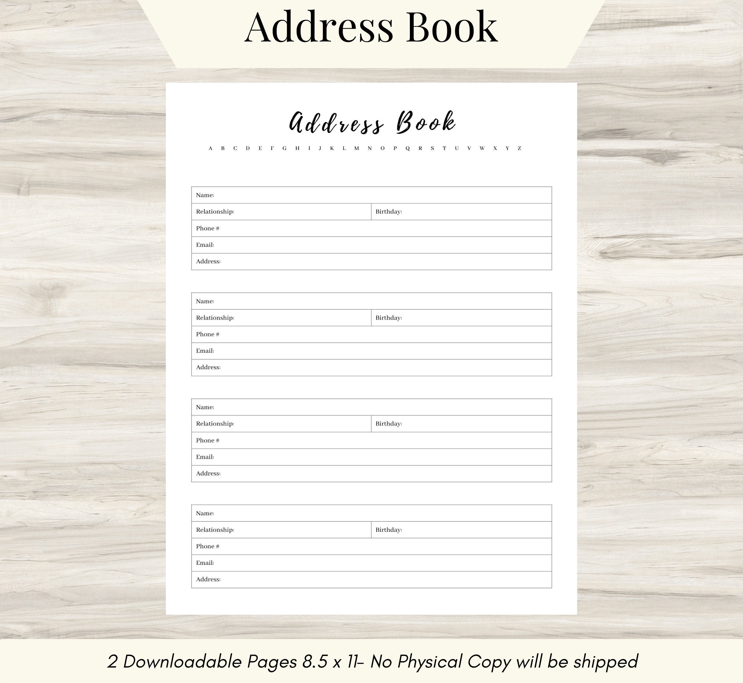Phone Book Page Template