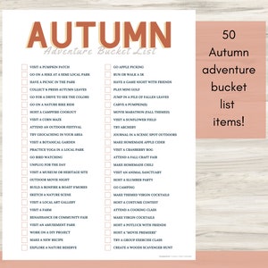 Autumn Adventure Bucket List, Fall Self Care List, 50 Autumn ...