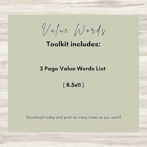 Value Words List: Self-awareness, Therapy Tools (8.5 X 11 PDF) - Etsy