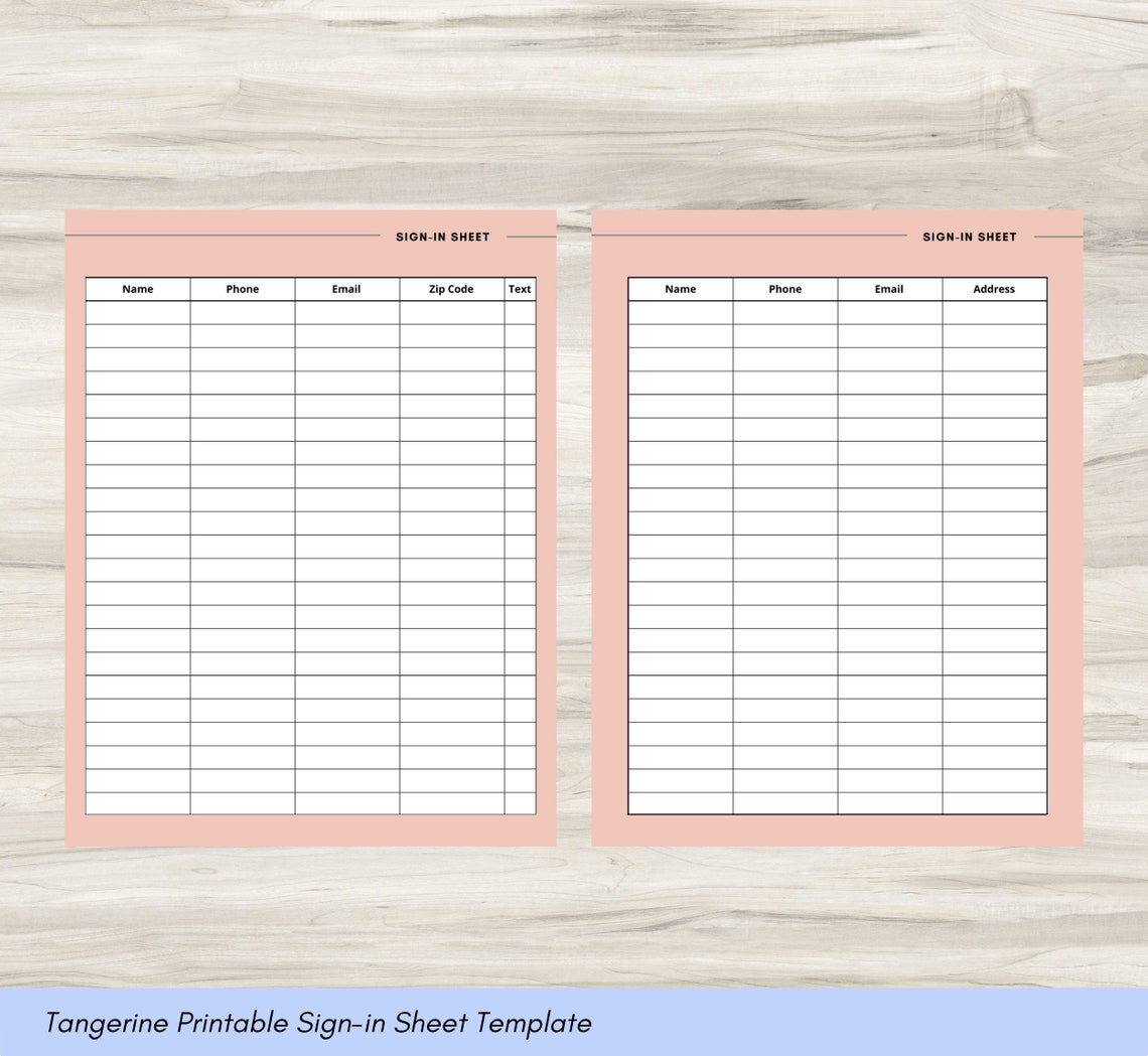Sign-in Sheet Template Sign-in Sheet for Event Sign-in Sheet | Etsy