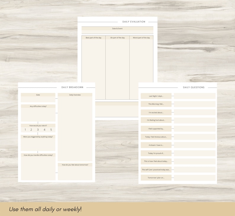 Daily Thought Processing Journal Pages for Daily Self Care - Etsy