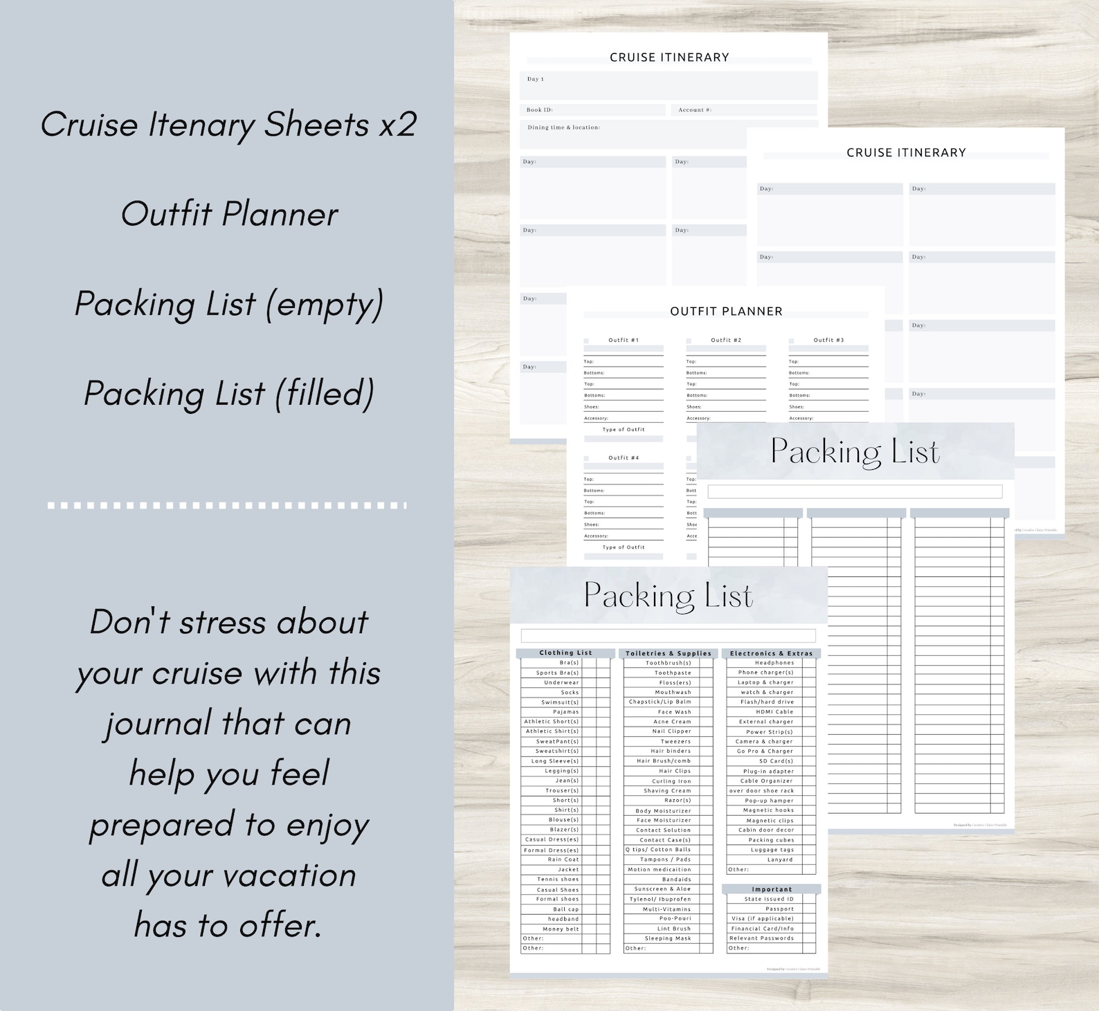 Cruise Planner Bundle: Packing List, Itineraries, Travel Diary (PDF) - Etsy