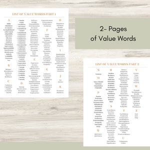 Value Words List: Self-awareness, Therapy Tools (8.5 X 11 PDF) - Etsy