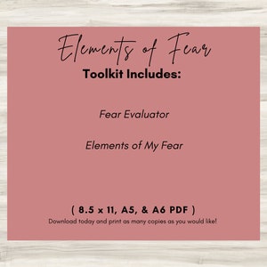 Elements of My Fear, Fear Processing Therapy Worksheets for Mental ...